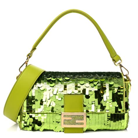 Fendi Sequin Paillettes Vitello Grace Sex And The City Baguette Wasabi