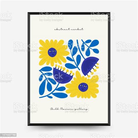 추상 꽃 포스터 템플릿입니다 모던한 트렌디한 마티스 미니멀 스타일 핑크와 블루 색상 벽지 벽 장식 인쇄 엽서 표지 템플릿 배너를