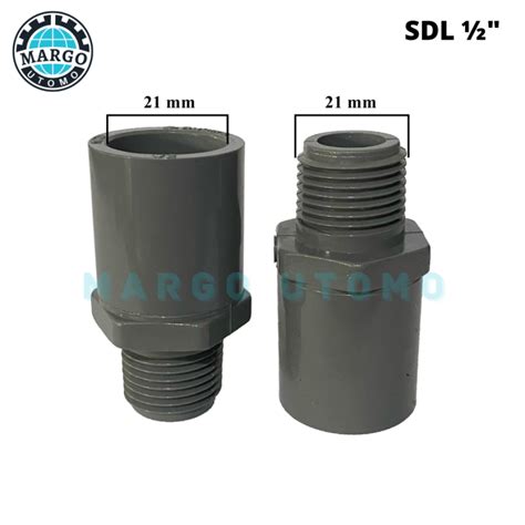 2 Pcs Fitting Pvc Sambungan Pipa Pvc Sock Drat Luar Sdl 1 2 Inch Lazada Indonesia