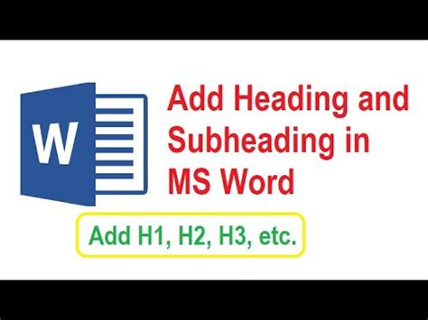 How To Add Heading And Subheading In Word YouTube