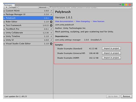 Shader Samples In The Polybrush Package