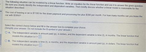 solved the following situation can be modeled by a linear