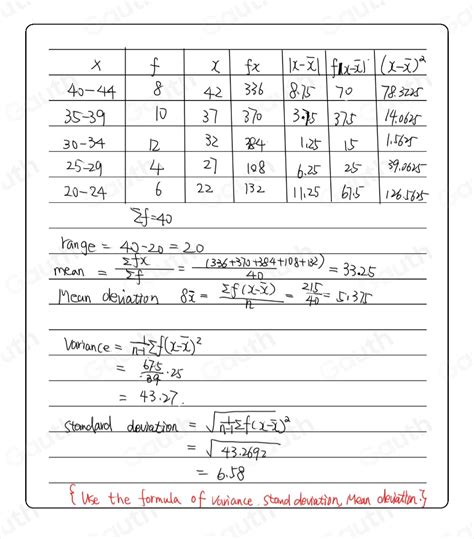 Solved Directions Calculate The Range Mean Deviation Variance And