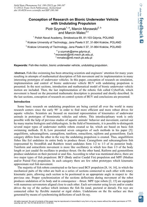 Pdf Conception Of Research On Bionic Underwater Vehicle With