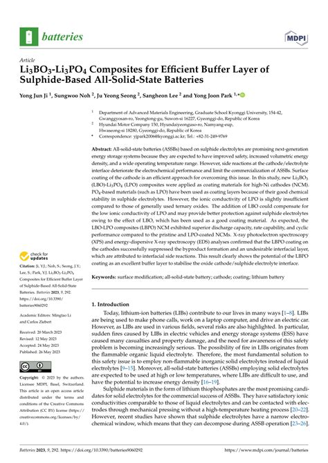 Pdf Li3bo3 Li3po4 Composites For Efficient Buffer Layer Of Sulphide