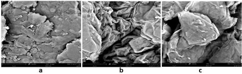 Sem Micrographs Of A Graphite B Go And C Graphene At 10000x