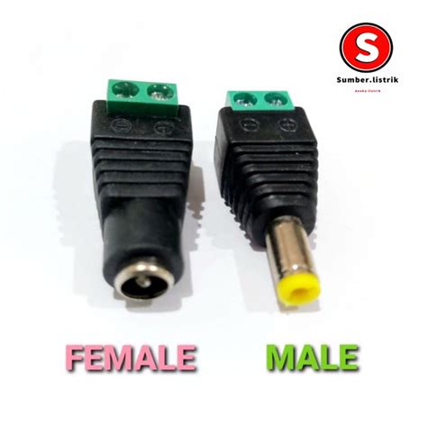Jual Konektor Cctv Dc Male High Quality Jek Dc Male Female Konektor