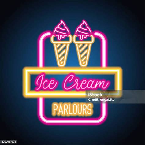 아이스크림 광고에 대한 아이스크림 네온 사인 벡터 일러스트레이션 0명에 대한 스톡 벡터 아트 및 기타 이미지 0명 개념 광고 Istock