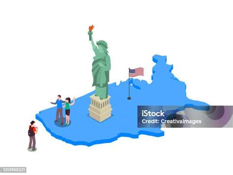자유의 여신상 3d 등대 벡터 등측투영법에 대한 스톡 벡터 아트 및 기타 이미지 등측투영법 미국 지도 Istock