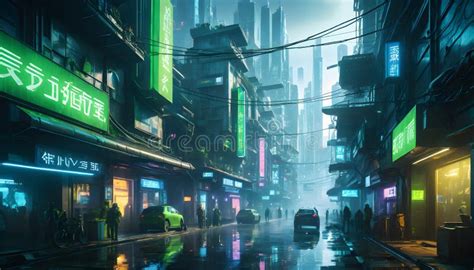 Cyberpunk World Global Digital Technologies Intelligent City Networks