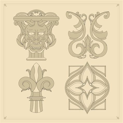 Free Vector Hand Drawn Gothic Ornament Set