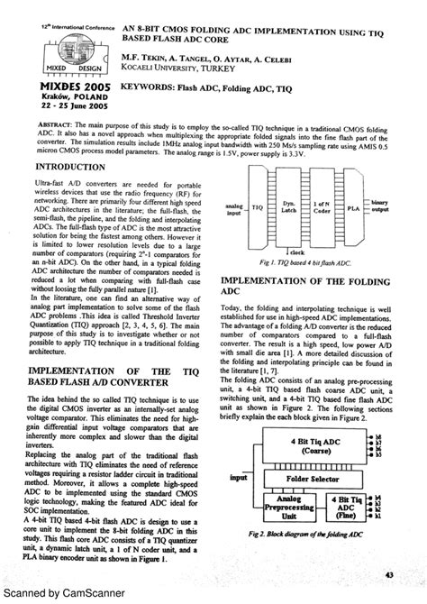 Pdf An 8 Bit Cmos Folding Adc Implementation Using Tiq Based Flash Adc Core