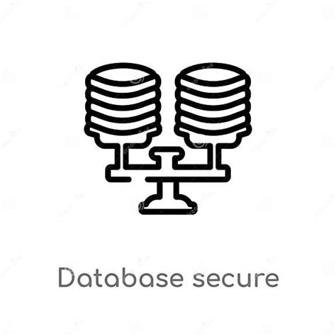 Outline Database Secure Connection Vector Icon Isolated Black Simple Line Element Illustration