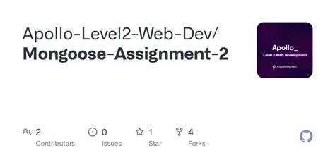 GitHub Apollo Level2 Web Dev Mongoose Assignment 2