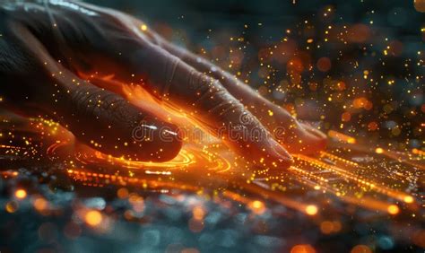 A Hand Touches A Glowing Circuit Like Digital Interface Generate Ai