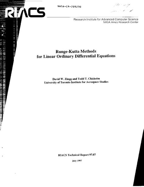 Pdf Runge Kutta Methods For Linear Ordinary Differential Equationsrunge Kutta Methods For