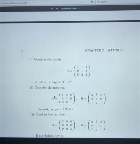 Solved 2 On Matrix Multiplication A Consider The Matrices