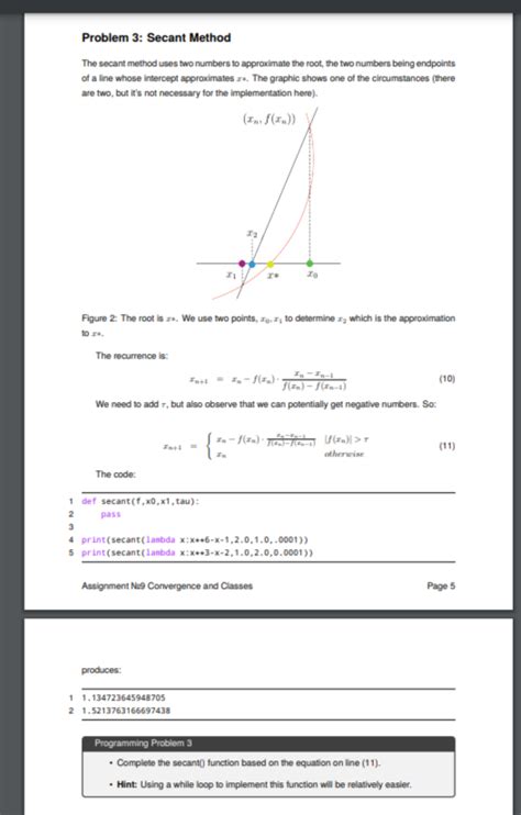 solved problem 3 secant method the secant method uses two