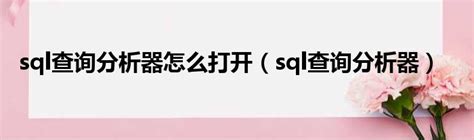 Sql查询分析器怎么打开（sql查询分析器）51房产网