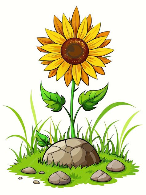 A Turtle In The Grass With A Sunflower On The Top Premium Ai