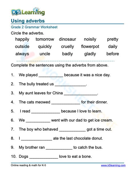 Using Adverbs 2 Worksheet Worksheets Library