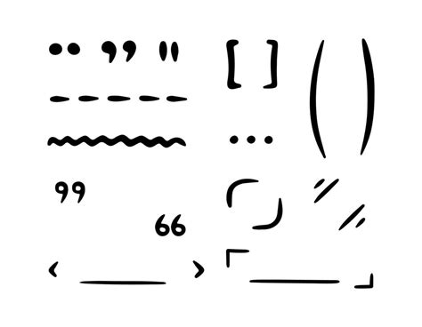 Hand Drawn Punctuation Mark Set Doodle Signs Marks Comma Dots