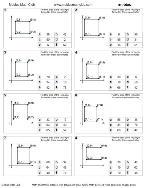 Free Worksheet Cartesian Grid Diagram Coordinates To Area Rectangle Positive Only Level