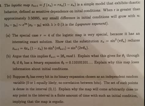 the logistic map x n 1 f x n rx n 1 x n is a