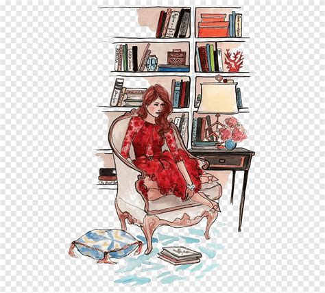 여자 갈색 의자에 앉아 패션 스케치북 패션 일러스트 드로잉 일러스트 연구에 여자 수채화 그림 가구 Png Pngegg