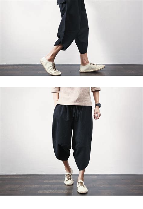 Linen Baggy Calf Length Harem Pants For Men