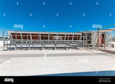 An Adiabatic Condenser On The Roof At A Co2 Cold Storage Industrial