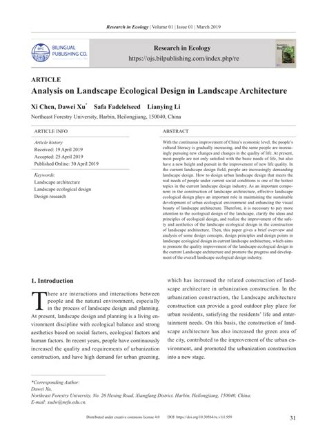 Pdf Analysis On Landscape Ecological Design In Landscape Architecture