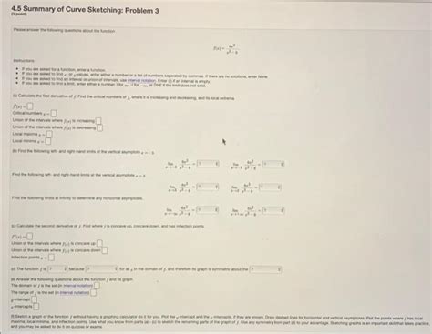 solved 4 5 summary of curve sketching problem 3 ti point