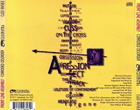 Car Tula Trasera De Front Line Assembly Corroded Disorder Portada