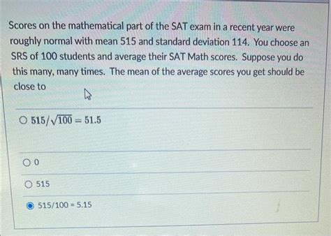 Solved Scores On The Mathematical Part Of The Sat Exam In A