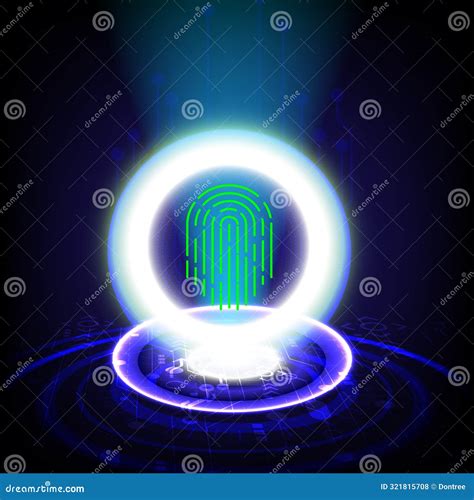 Security Cyber Digital Concept Fingerprint Scan Stock Vector Illustration Of Telecoms Print