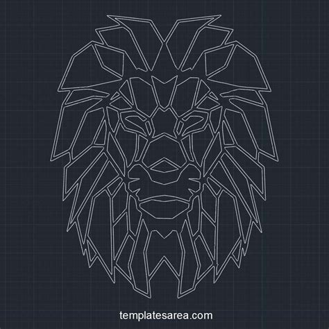Free Geometric Lion Face DWG Wall Art For CNC Routers
