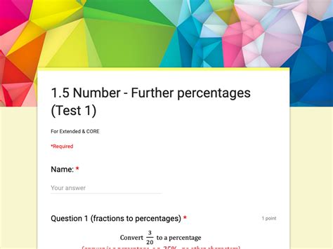 Test Further Percentages Igcse 0580 Extended And Core Teaching Resources