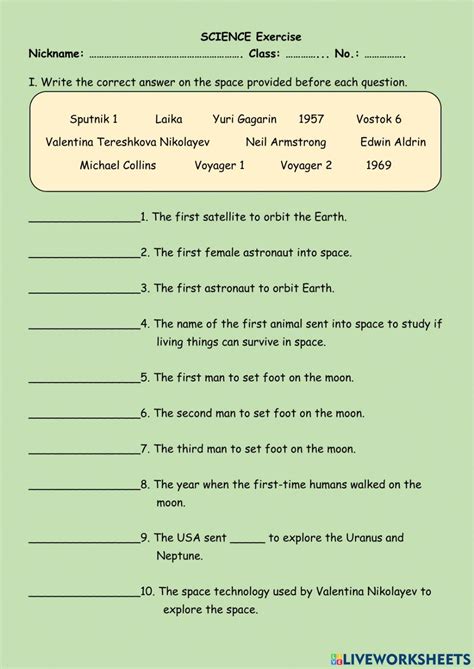 Space Technology Worksheet Live Worksheets Worksheets Library