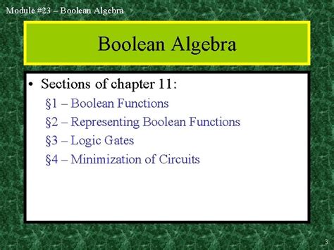 Module Boolean Algebra Chapter Boolean Algebra