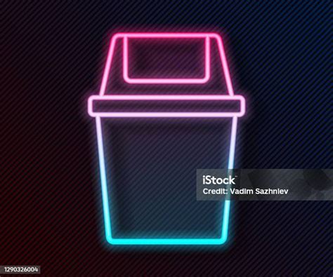 發光霓虹燈線垃圾桶圖標隔離在黑色背景垃圾箱標誌回收籃圖示辦公室垃圾圖示向量向量圖形及更多一個物體圖片 一個物體 乾淨 互聯網 Istock