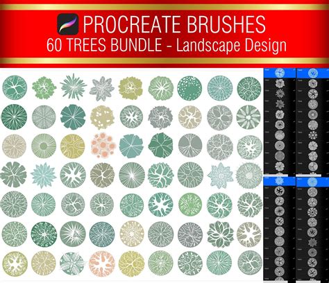 Procreate Tree Brush Set Tree Stamp Set Procreate Brush Pack Landscape Element Brush