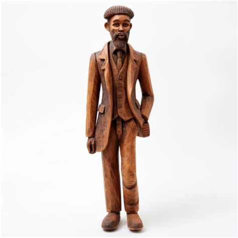 Handmade Wooden African Male Statue With Jazzy Flair Premium Ai Generated Image