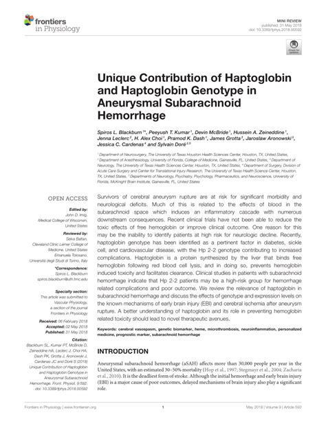 Pdf Unique Contribution Of Haptoglobin And Haptoglobin Genotype In