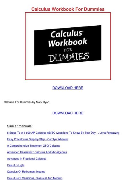 Calculus Workbook For Dummies By EarleComeaux Issuu