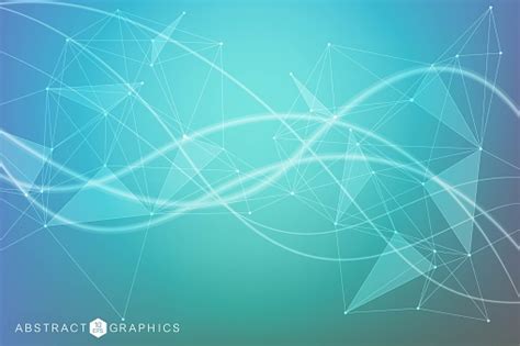 연결된 선과 점이 있는 기하학적 추상적 배경입니다 구조 분자 및 통신 빅 데이터 시각화 의료 기술 과학 배경 벡터 그림입니다 연결에 대한 스톡 벡터 아트 및 기타 이미지