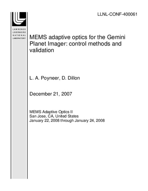 Pdf Mems Adaptive Optics For The Gemini Planet Imager Control