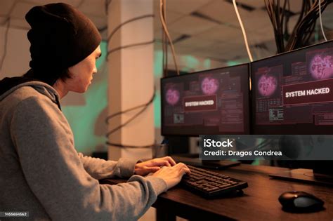 System Hacked Warning It Specialist Solving Cyberattack Problem Stock