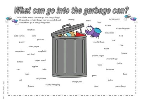 What Can Go Into The Garbage Can Wa… English Esl Worksheets Pdf And Doc
