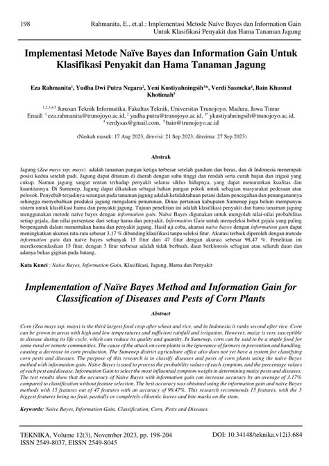 Pdf Implementasi Metode Naïve Bayes Dan Information Gain Untuk